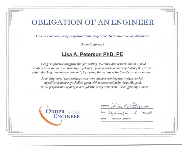 Order of the Engineer Induction of Lisa A. Peterson